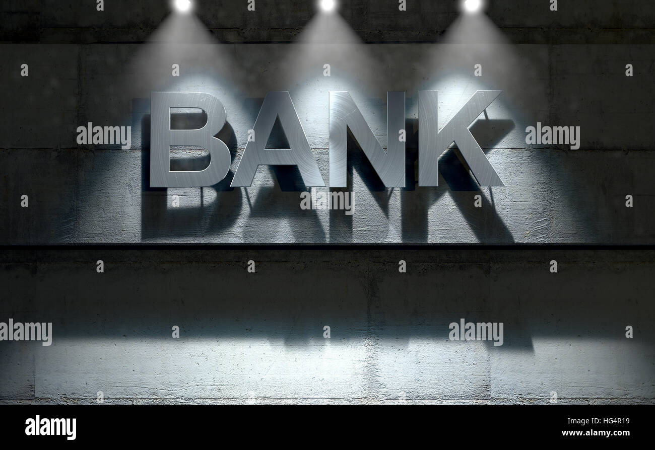 A 3D render of laser cut signage above the entrance to a modern generic ...