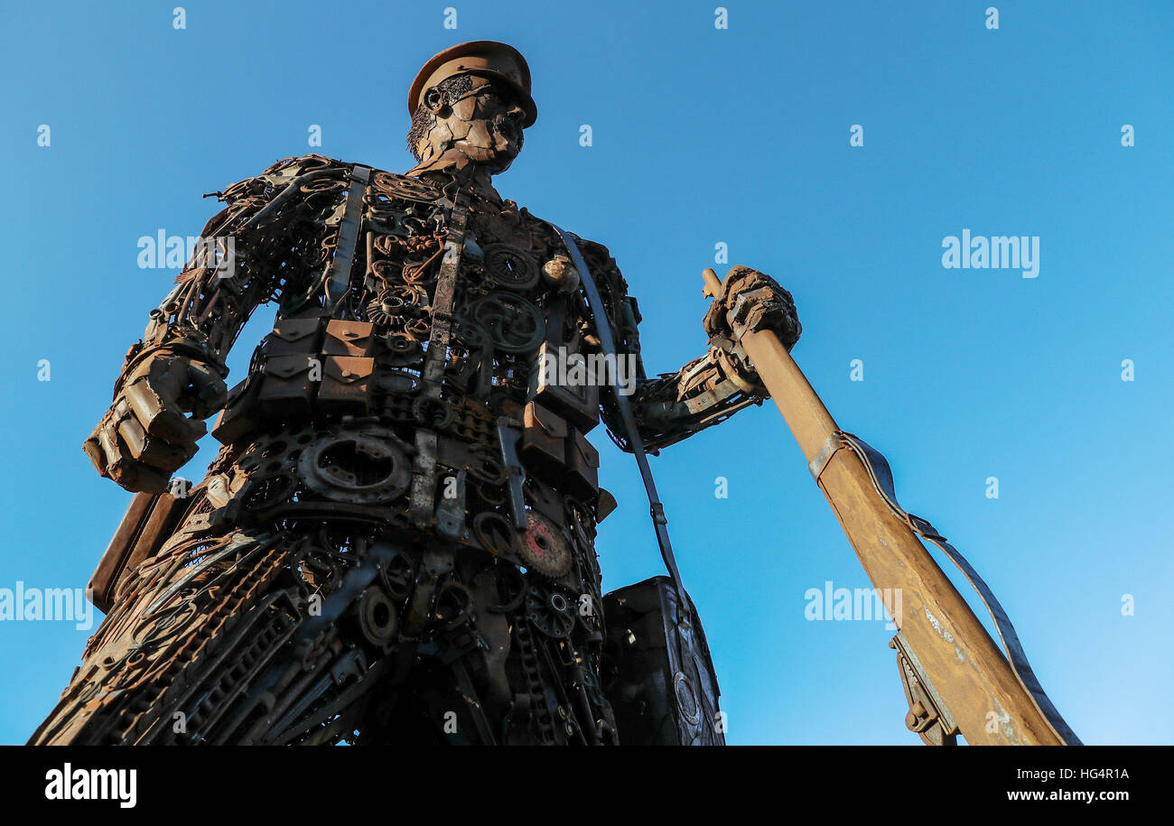 A giant metal soldier named 'The Haunting' towering just under 6 metres ...
