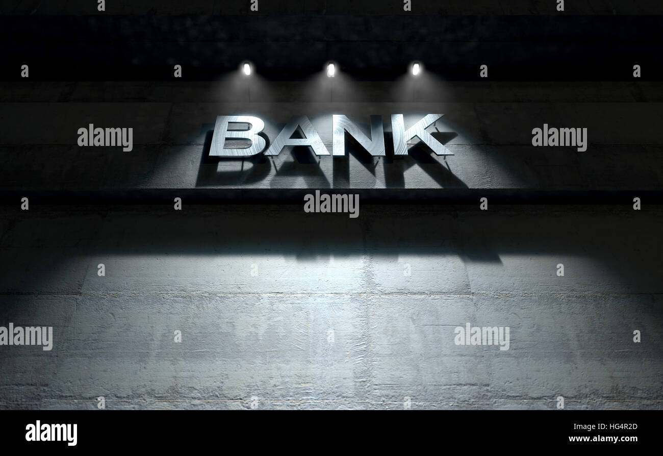 A 3D render of laser cut signage above the entrance to a modern generic ...