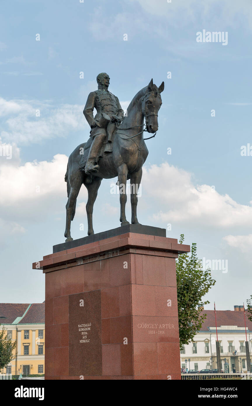 Bronze statue, mounted of military leader Arthur Gorgey in Buda Castle ...