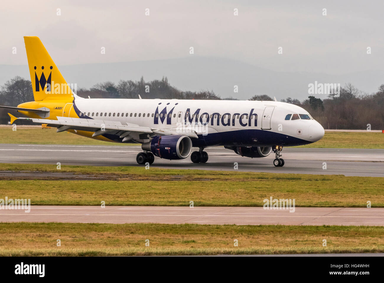 A Monarch Airlines Airbus A320 at Manchester airport Stock Photo - Alamy