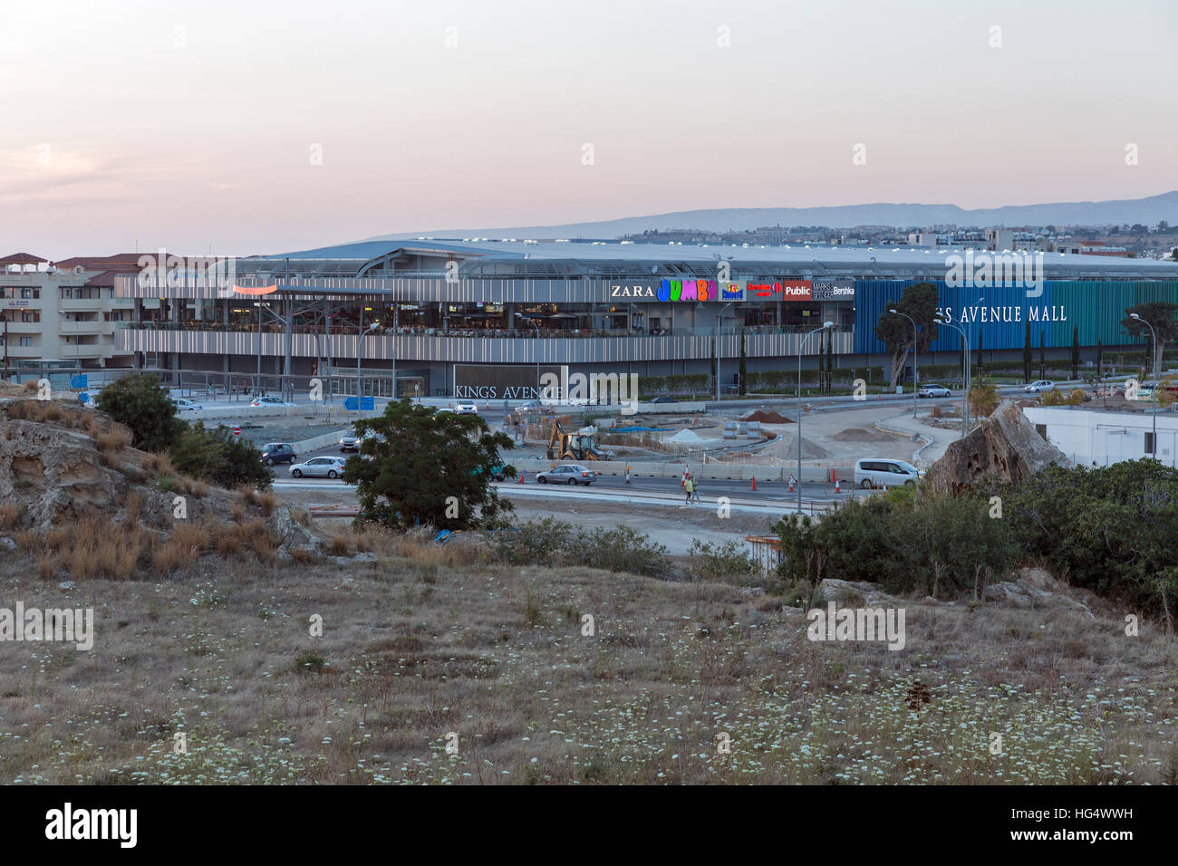 Kings Avenue shopping mall facade. Paphos is a coastal popular tourist ...