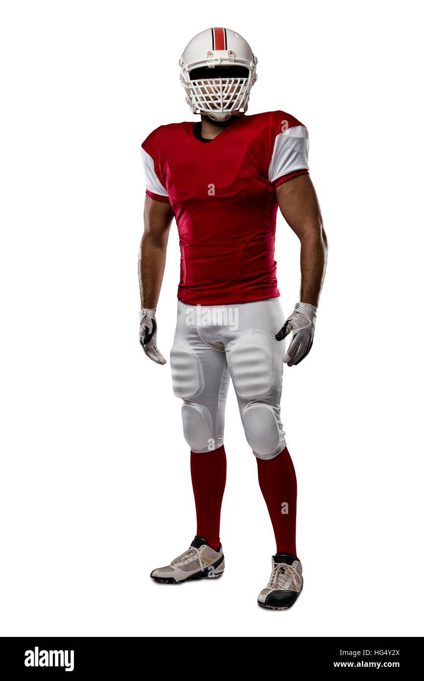 Football Player with a red uniform on a white background Stock Photo ...