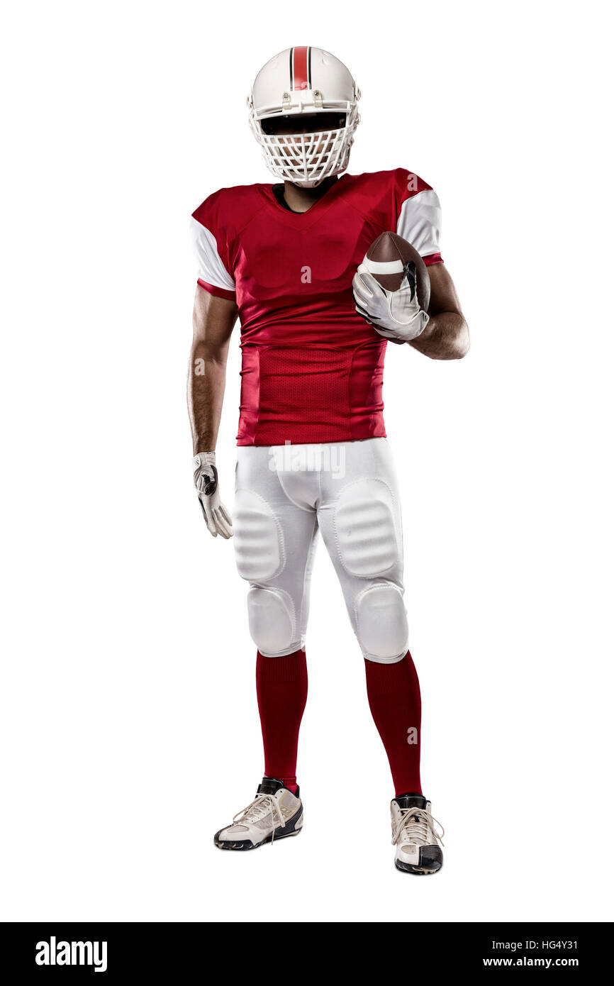 Football Player with a red uniform on a white background Stock Photo ...