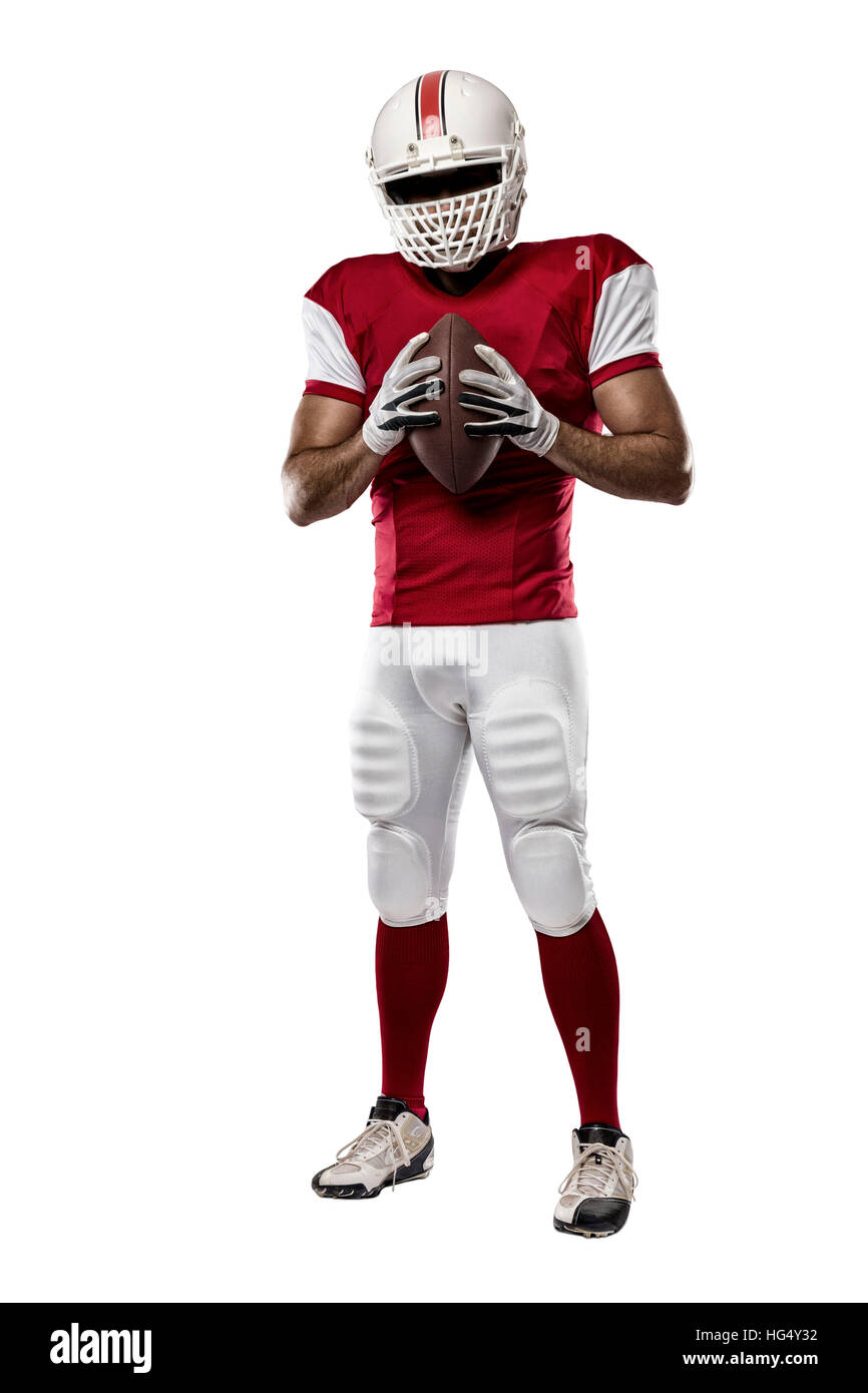 Football Player with a red uniform on a white background Stock Photo ...