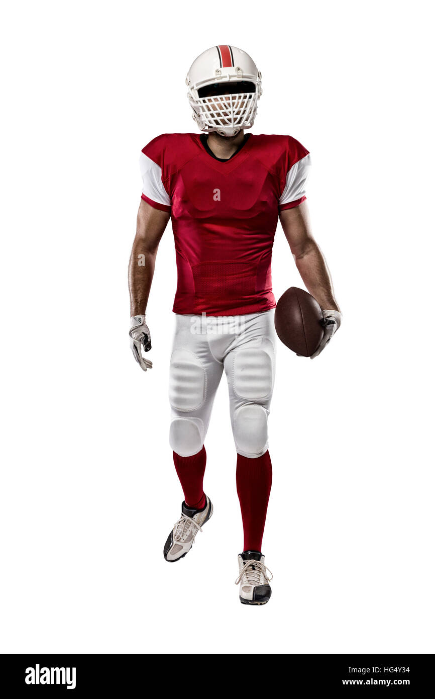 Football Player with a red uniform on a white background Stock Photo ...