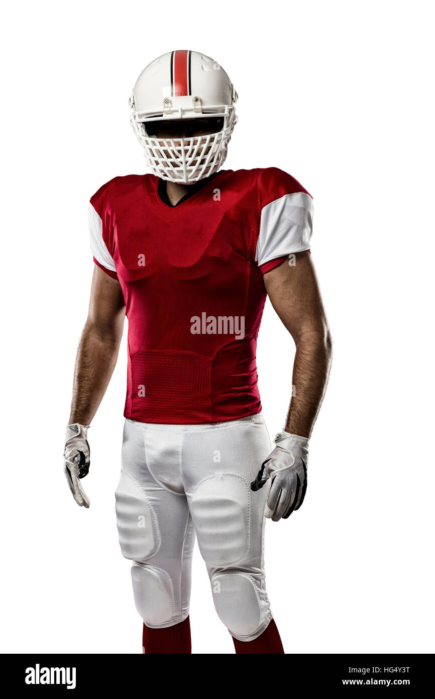 Football Player with a red uniform on a white background Stock Photo ...