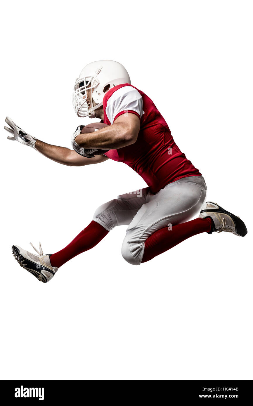 Football Player with a red uniform Running on a white background Stock ...