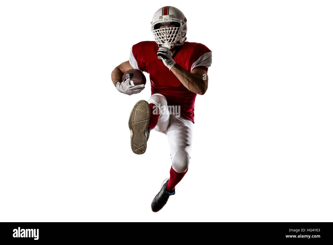 Football Player with a red uniform Running on a white background Stock ...