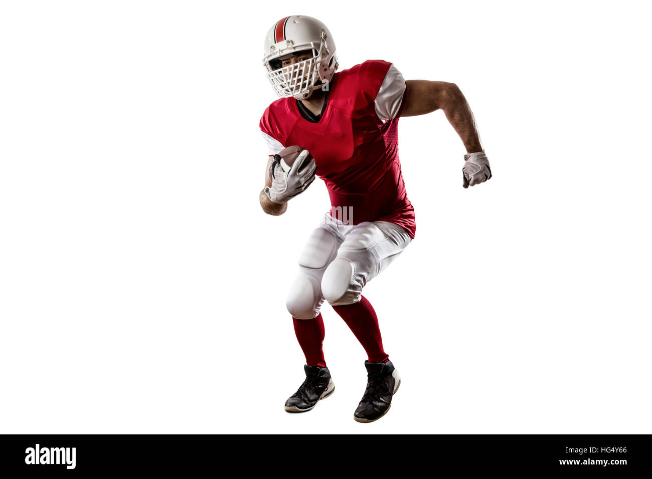 Football Player with a red uniform Running on a white background Stock ...