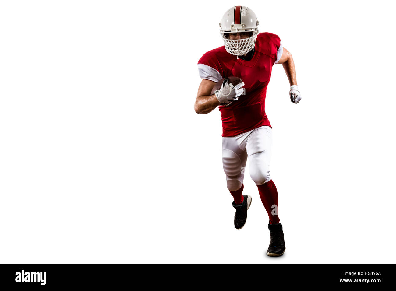 Football Player with a red uniform Running on a white background Stock ...