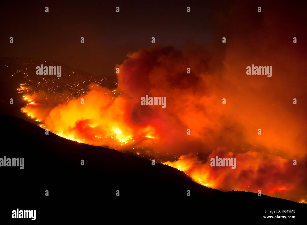 Wildfire burning on a hillside in rural Nevada Stock Photo - Alamy