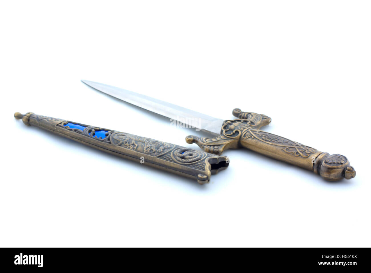 Silver dagger and scabbard on a white background, isolated Stock Photo ...
