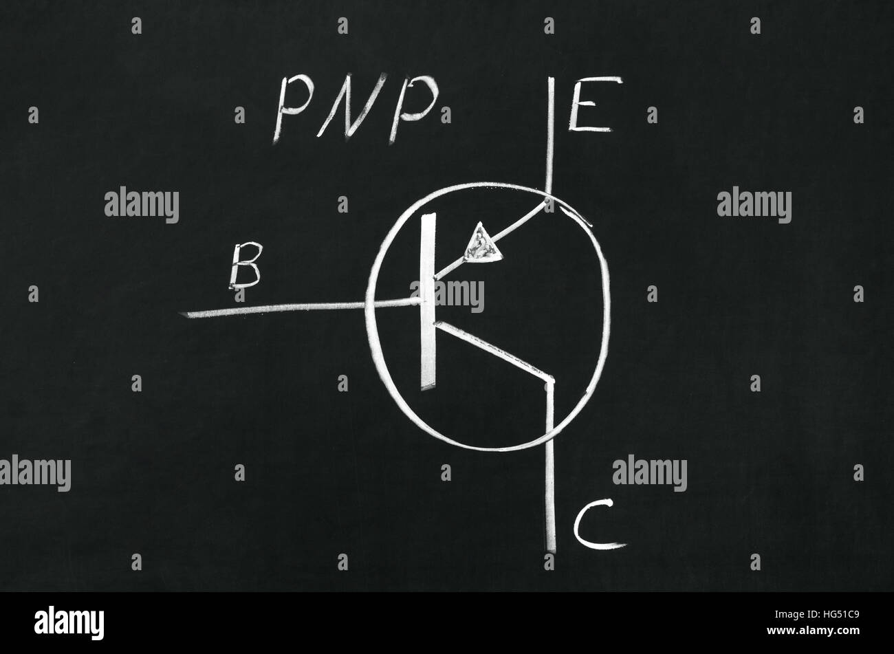 PNP type transistor marking sign drawed on the blackboard Stock Photo ...