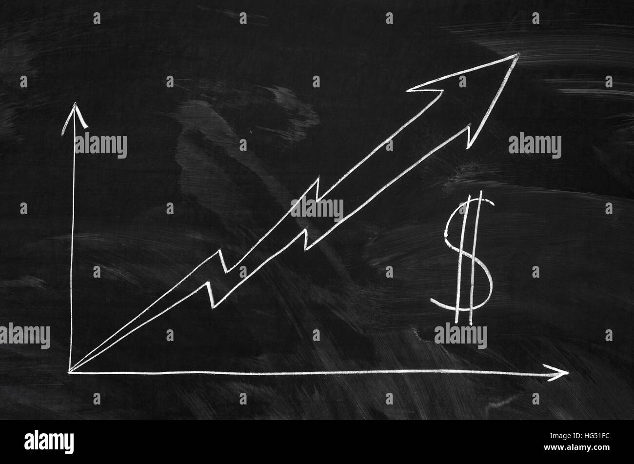 Positive graph on blackboard, finance or something else Stock Photo - Alamy