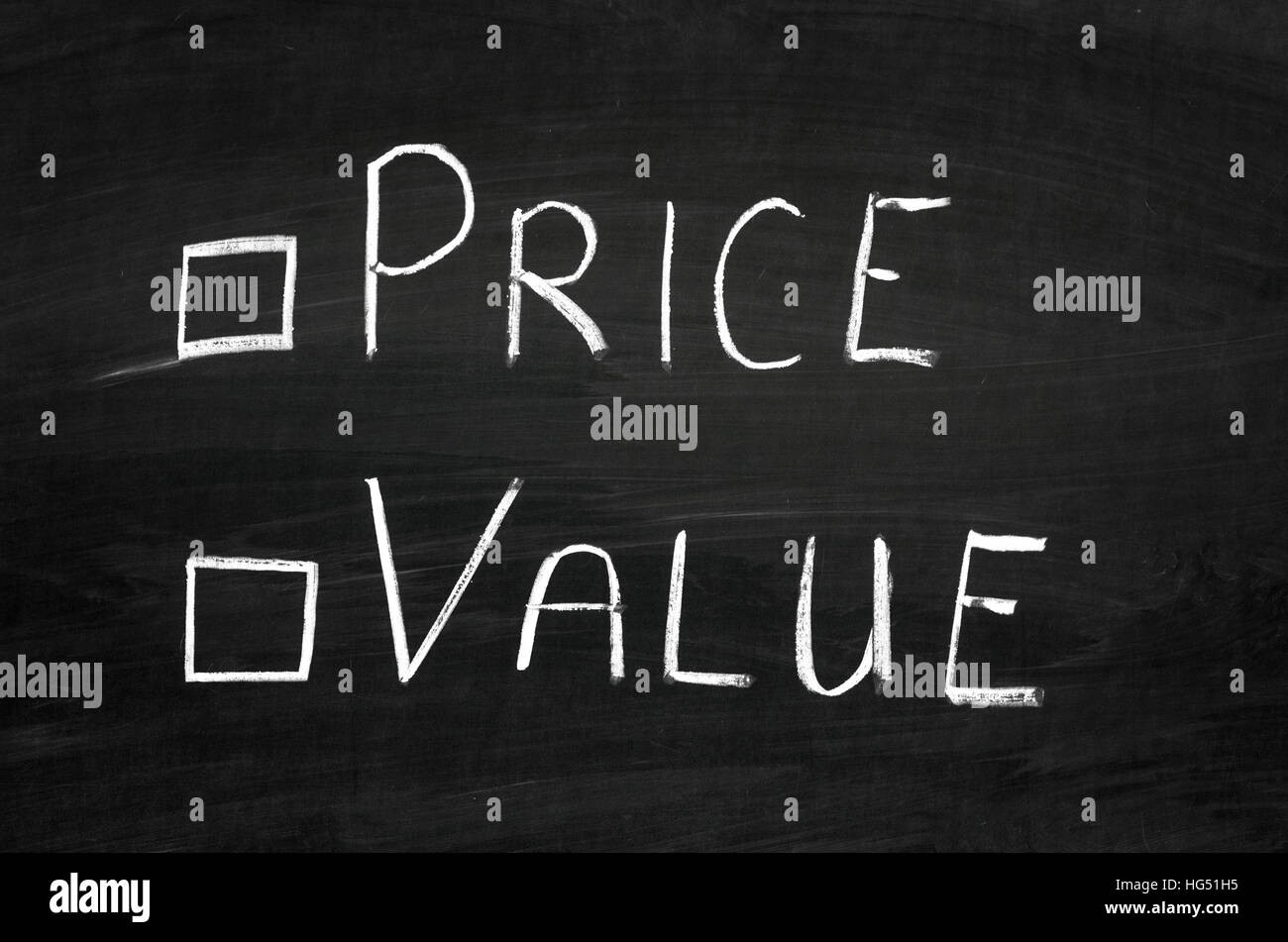 The choose value or price written on the blackboard with chalk Stock ...