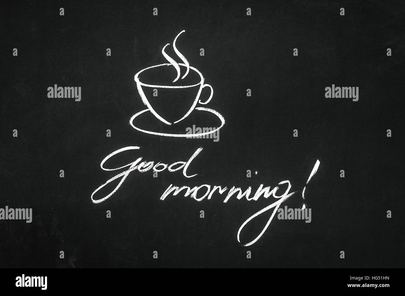 Good morning handwritten on the blackboard with chalk Stock Photo - Alamy