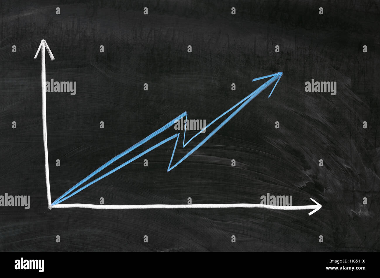 Positive graph on blackboard, finance or something else Stock Photo - Alamy