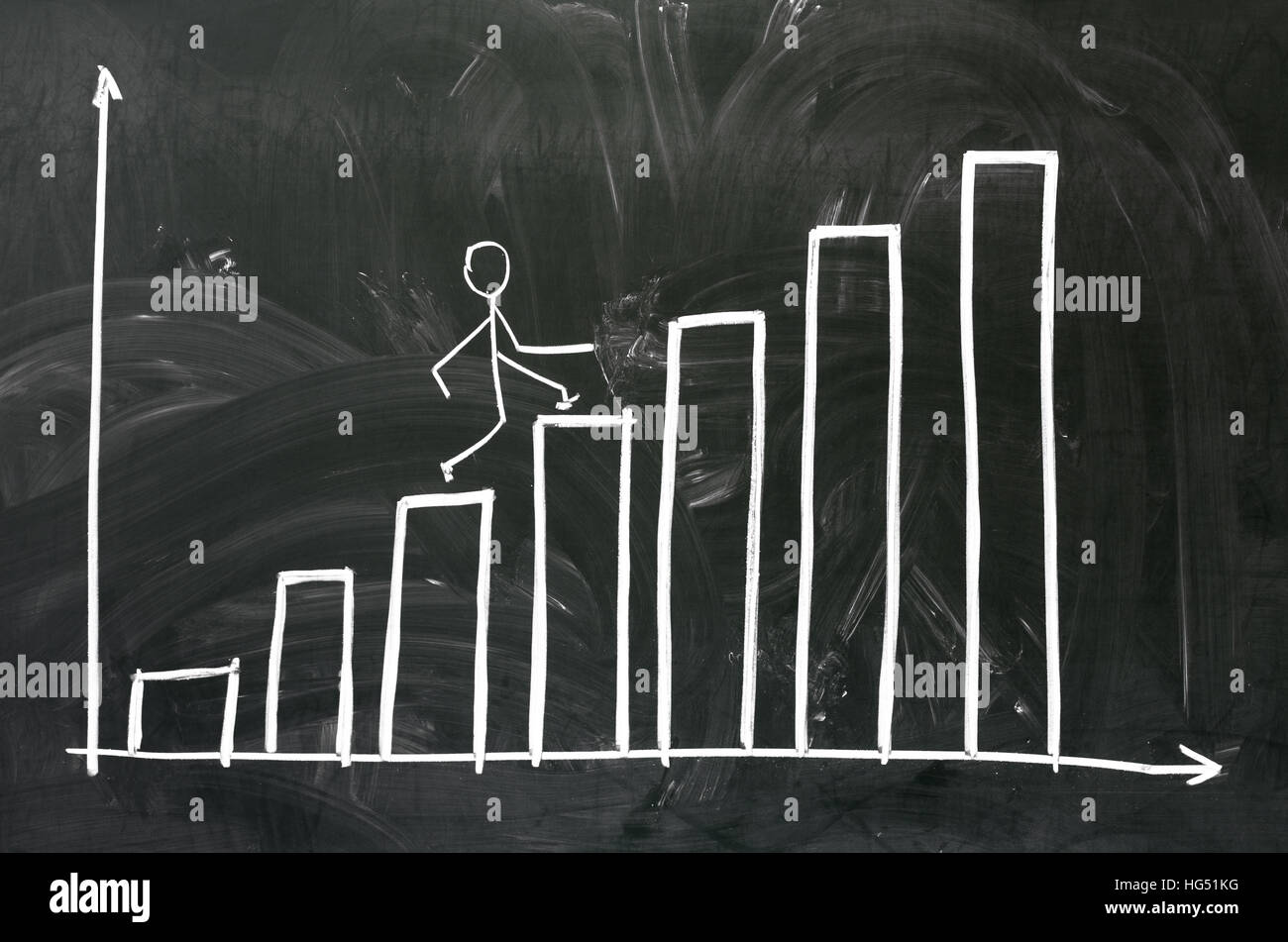 Graph drawing on blackboard Stock Photo - Alamy