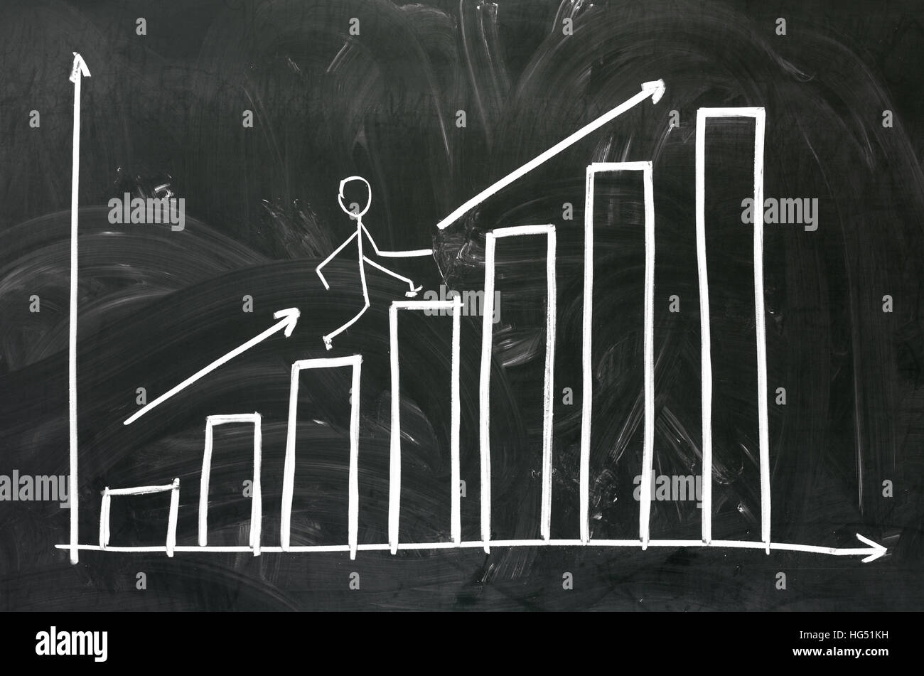 Graph drawing on blackboard Stock Photo - Alamy