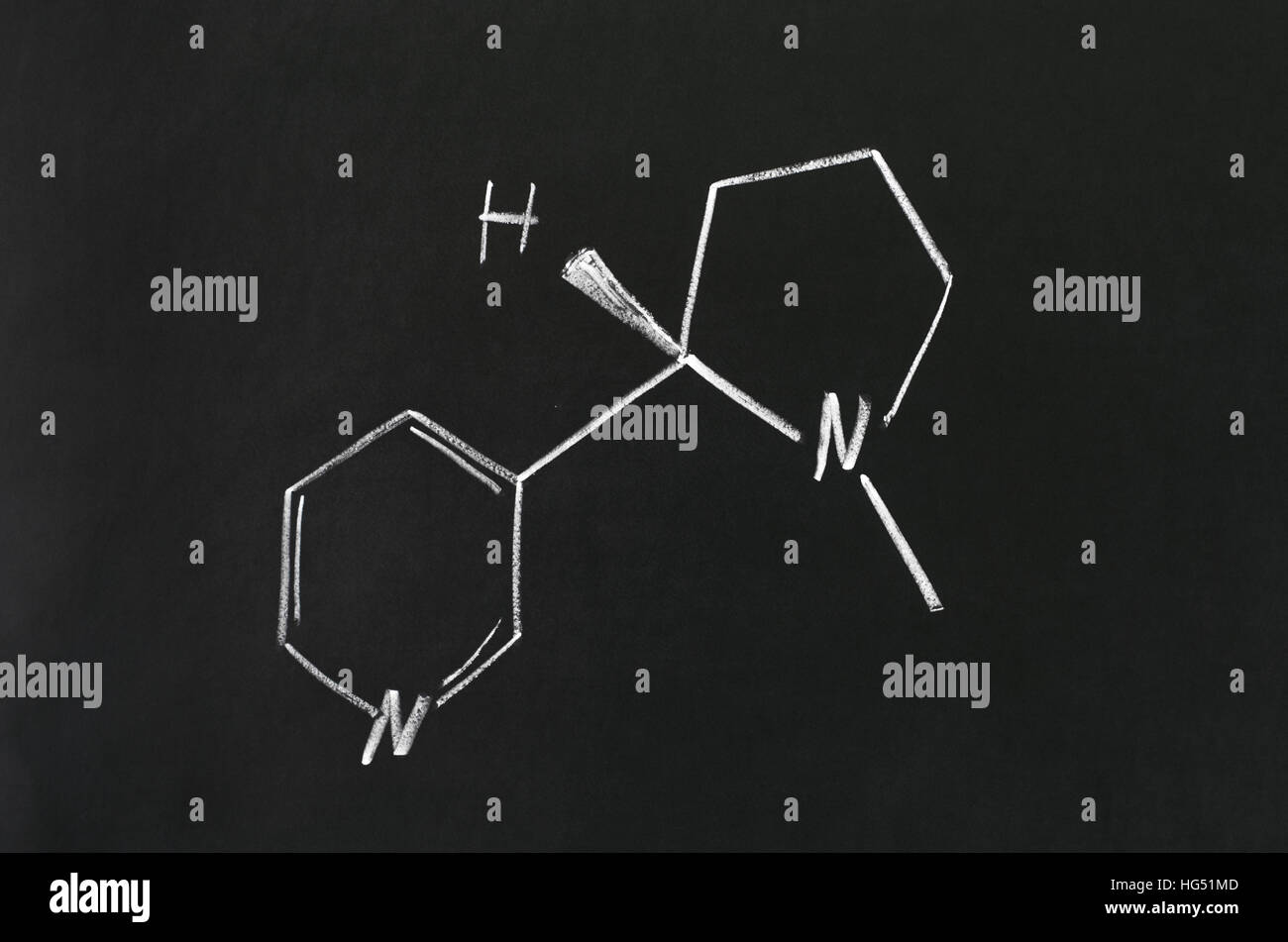 Nicotine molecule chemical structure on blackboard Stock Photo - Alamy