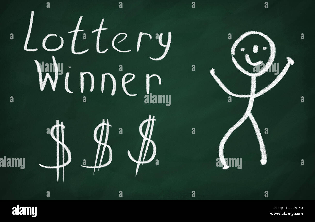 On the blackboard draw character and write Lottery winner Stock Photo ...