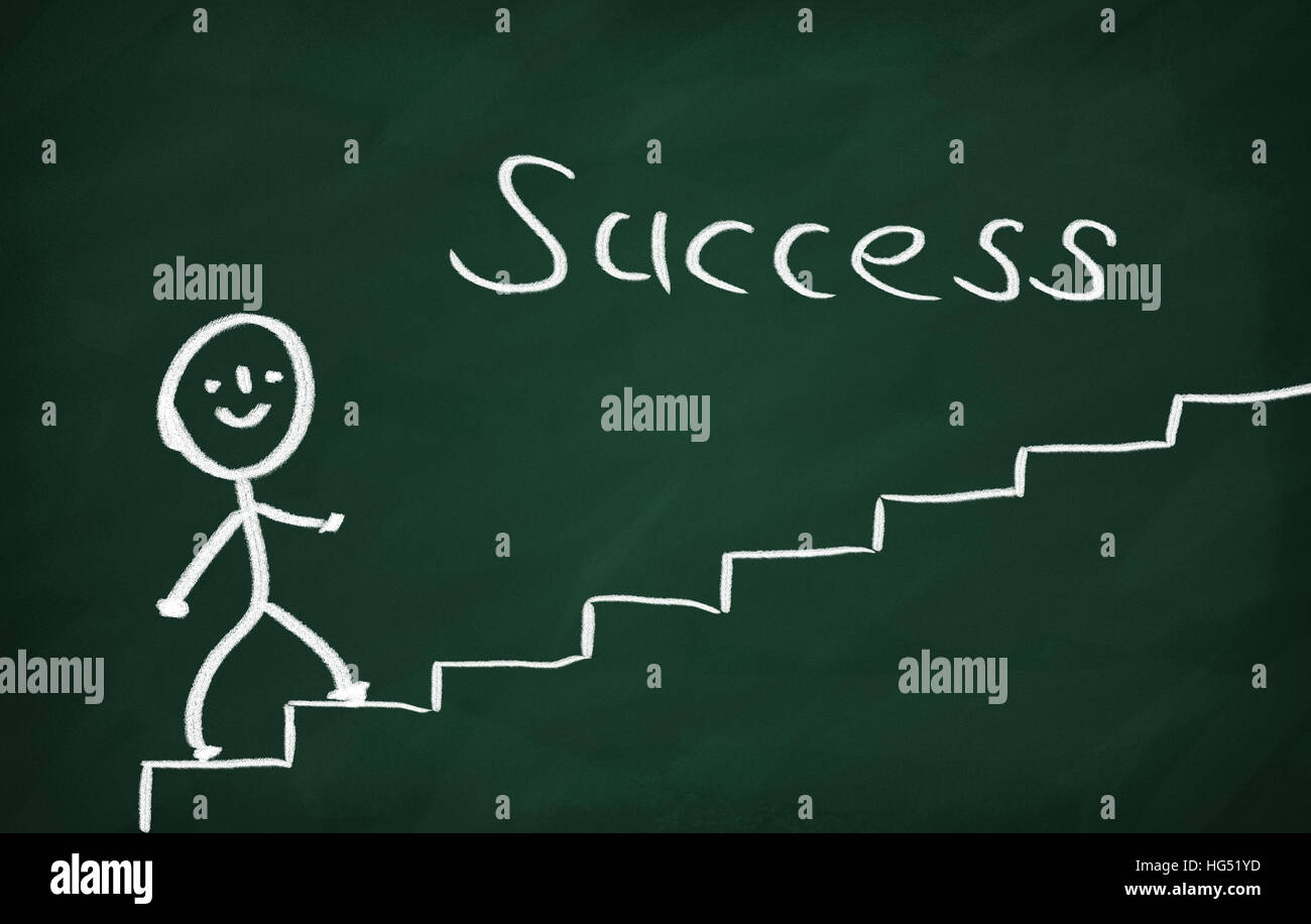 On the blackboard draw character and write Success Stock Photo - Alamy