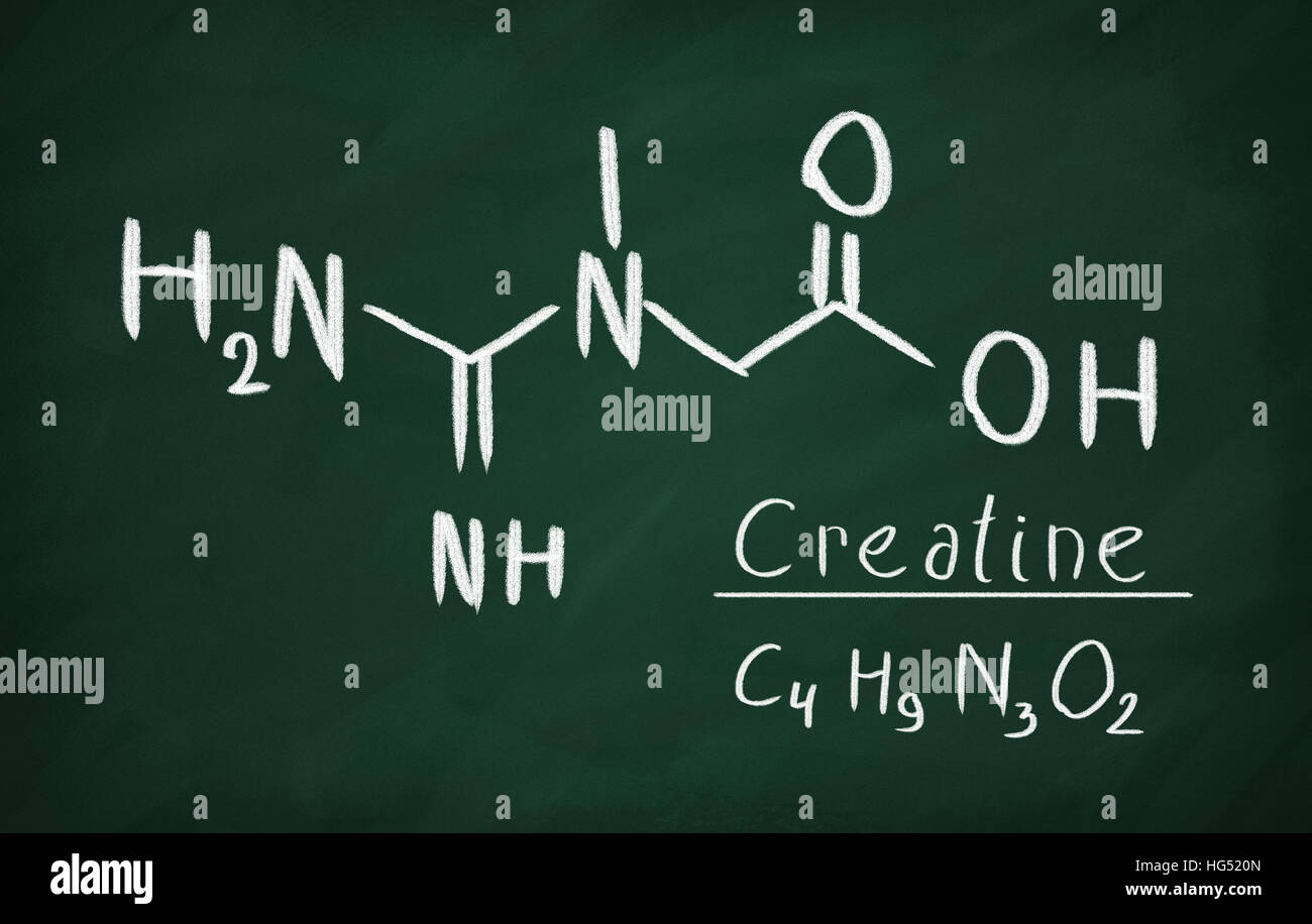 Chemical formula of creatine on a blackboard Stock Photo - Alamy