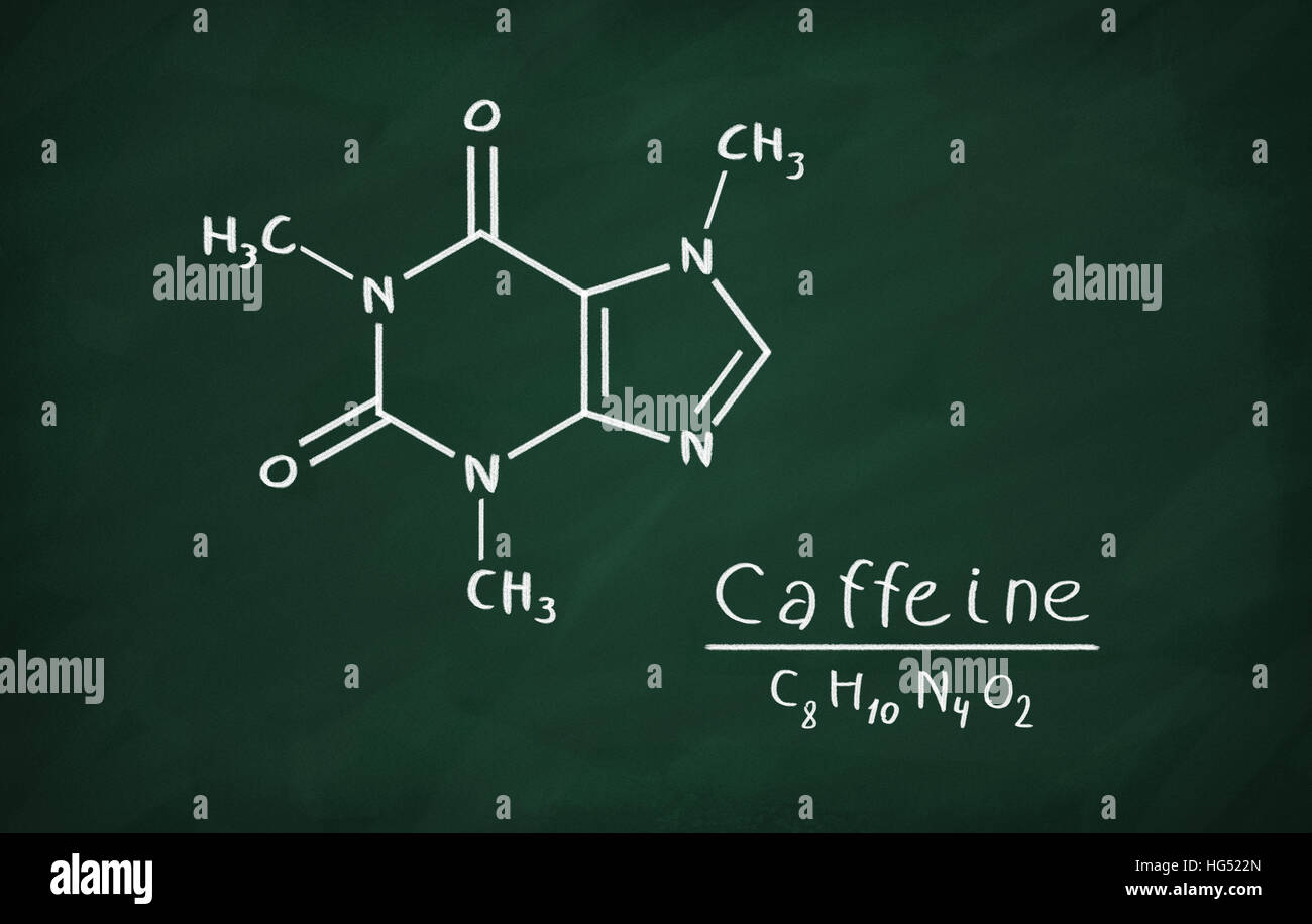 Chemical formula of Caffeine on a blackboard Stock Photo - Alamy