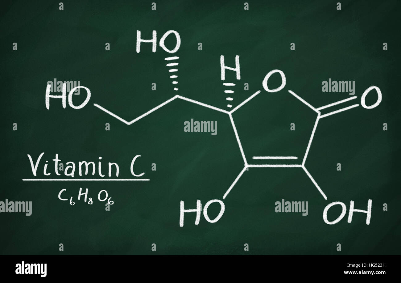 Chemical formula of Vitamin C on a blackboard Stock Photo - Alamy
