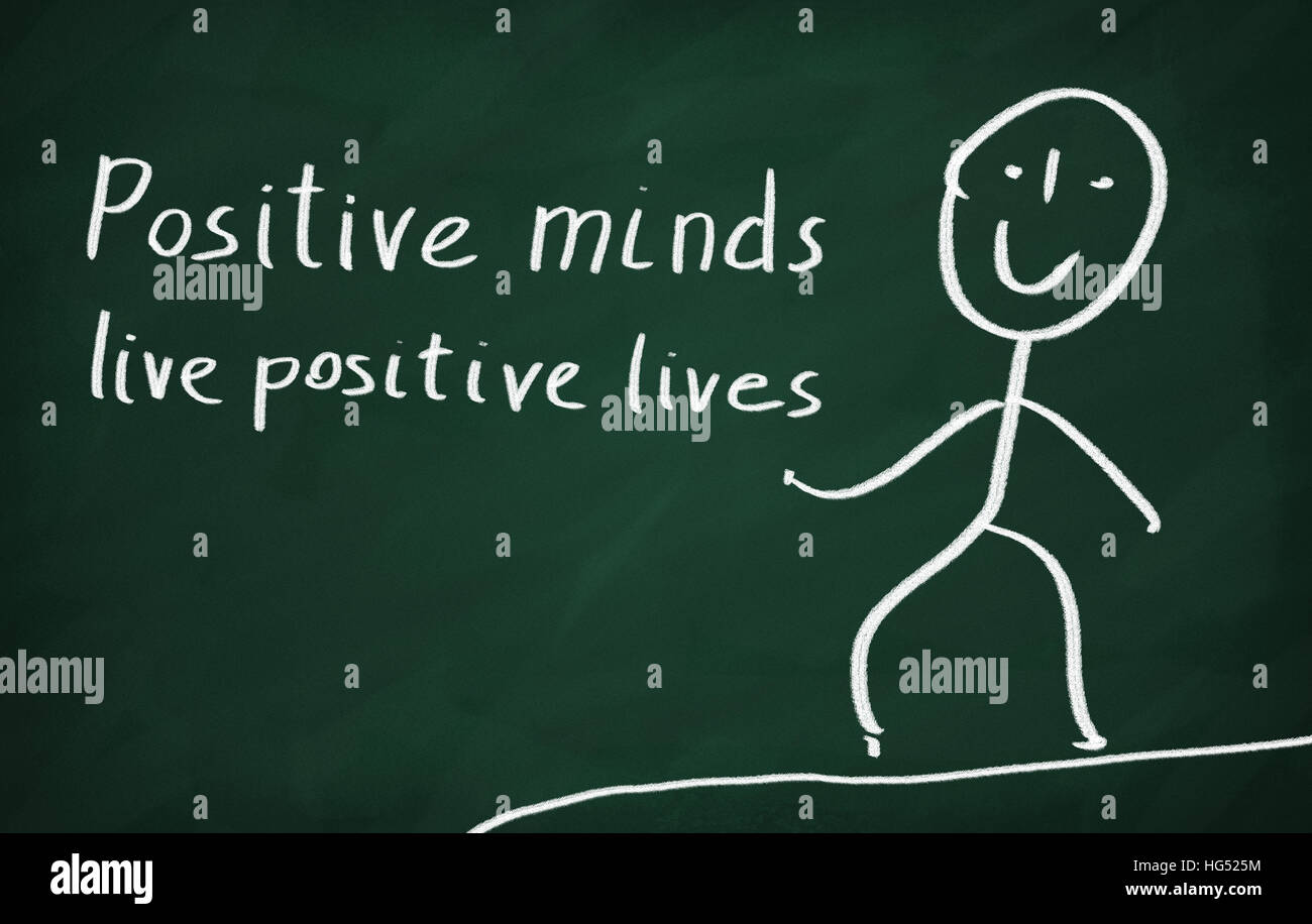 On the blackboard draw character and write Positive minds live positive ...