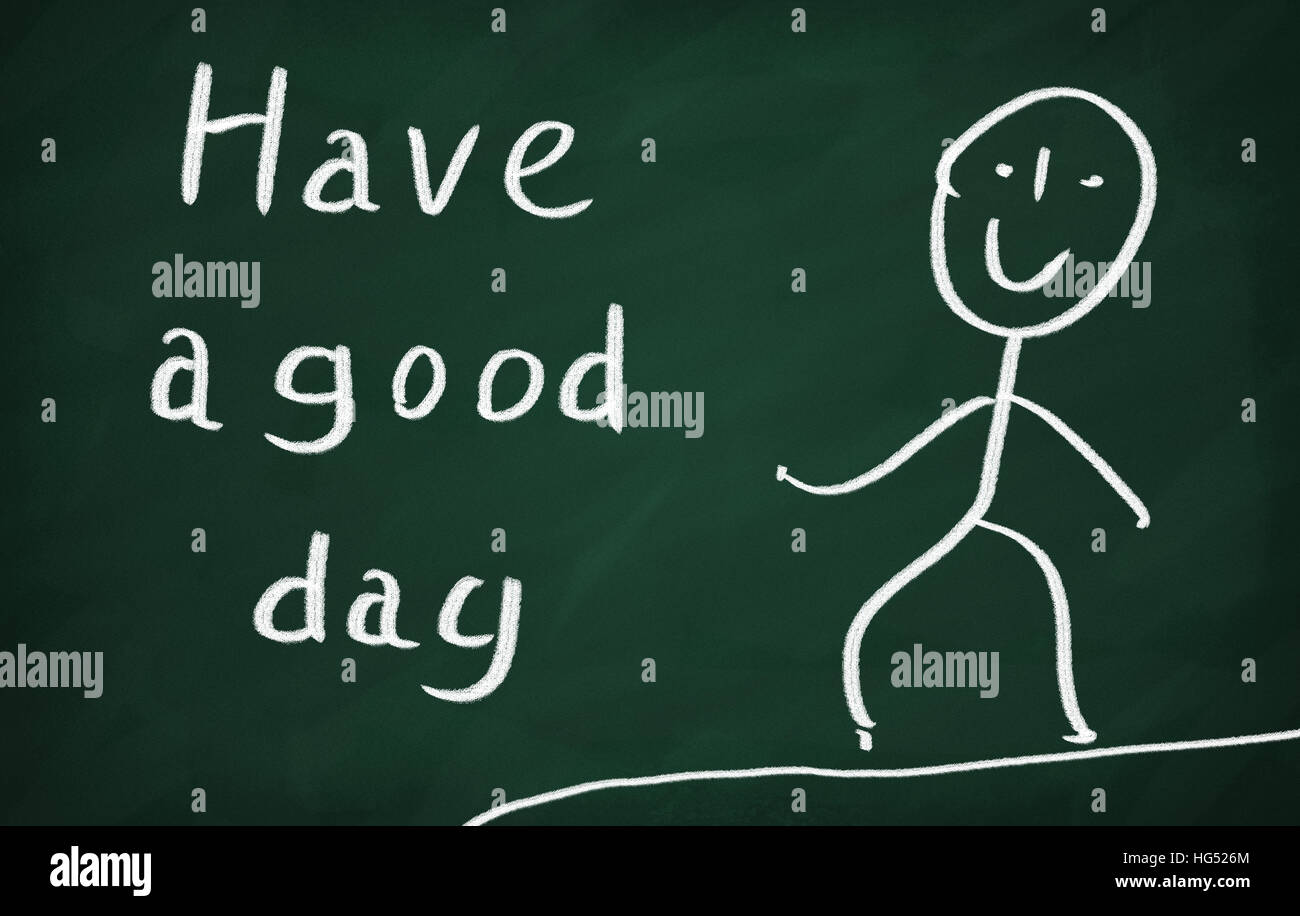 On the blackboard draw character and write Have a good day Stock Photo ...