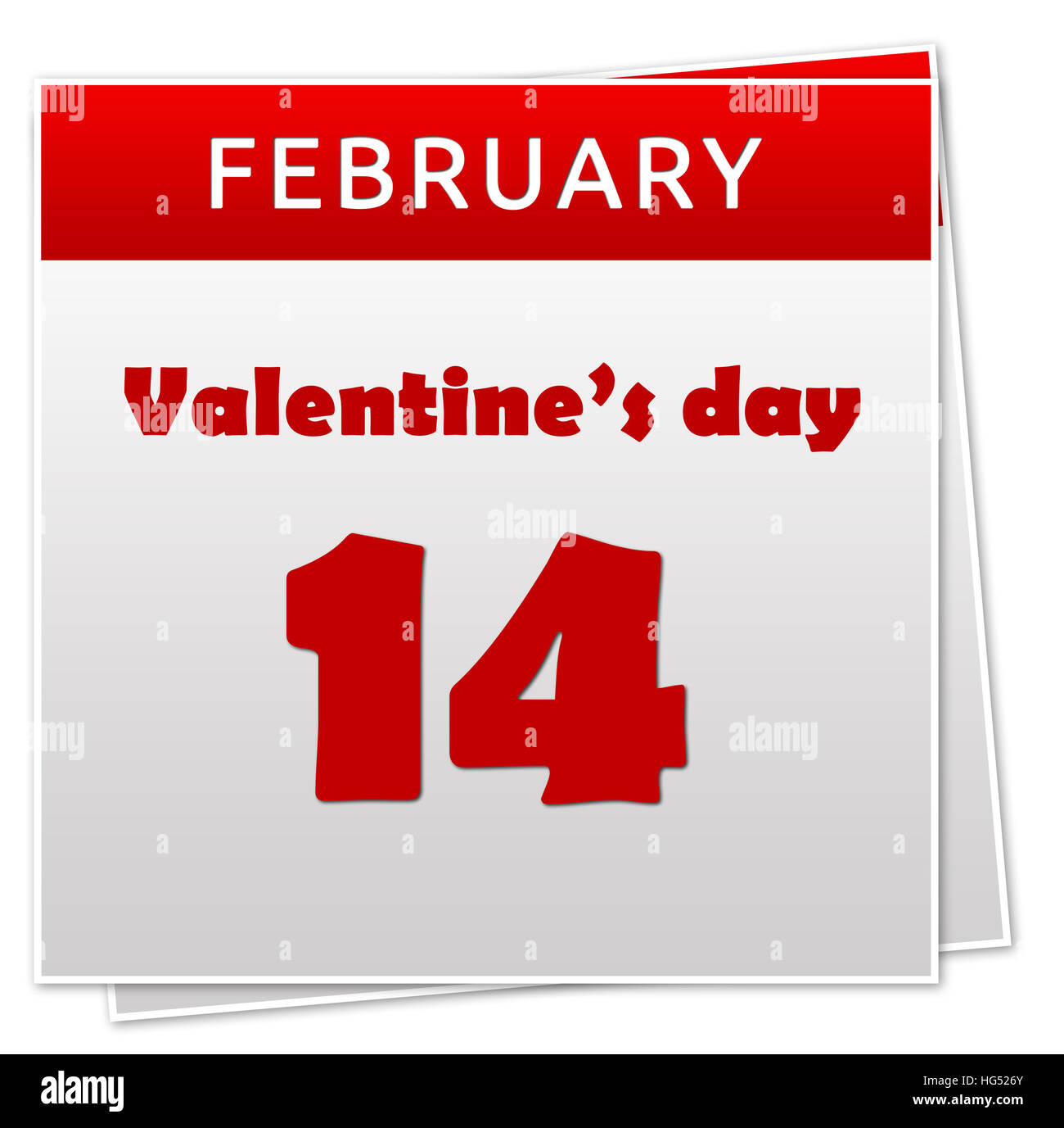 Calendar page showing 14 February for Valentines Day celebration Stock ...