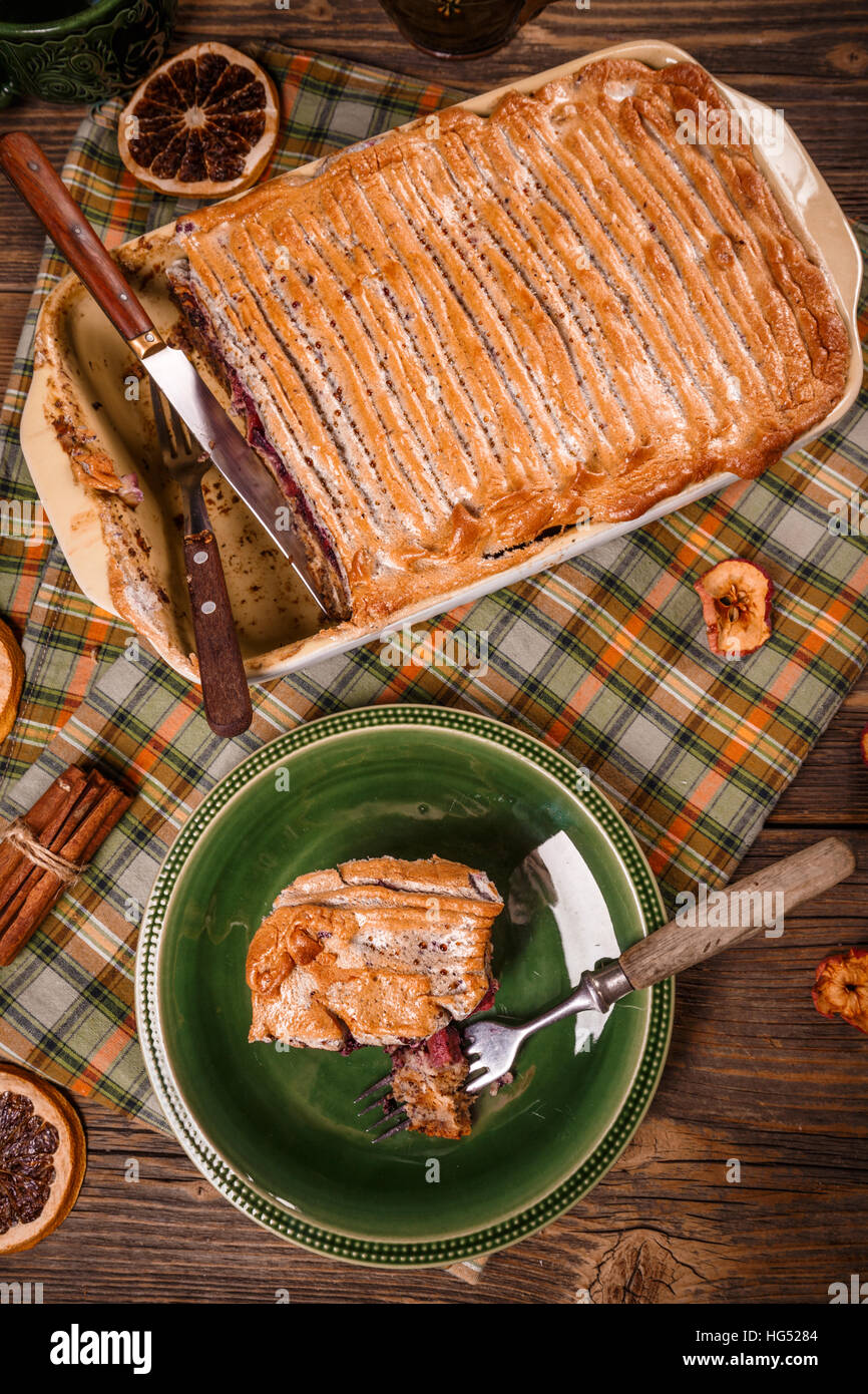 Serving dish of delicious bread pudding Stock Photo - Alamy