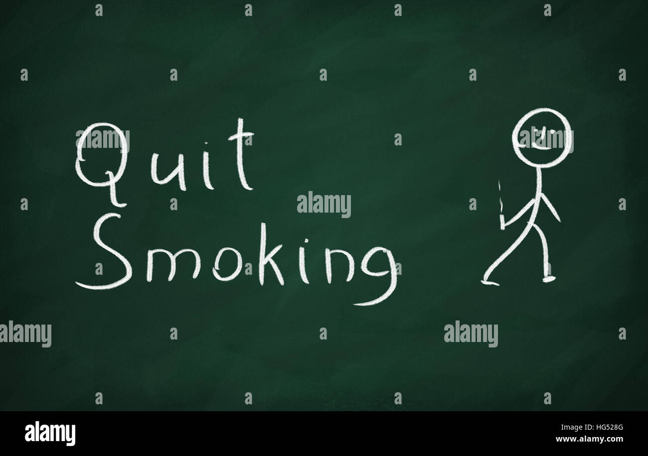 On the blackboard with chalk write Quit smoking Stock Photo - Alamy