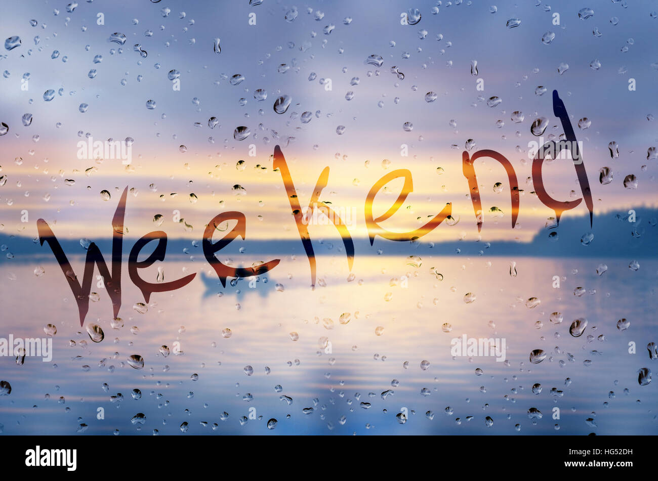 Happy weekend water text hi-res stock photography and images - Alamy