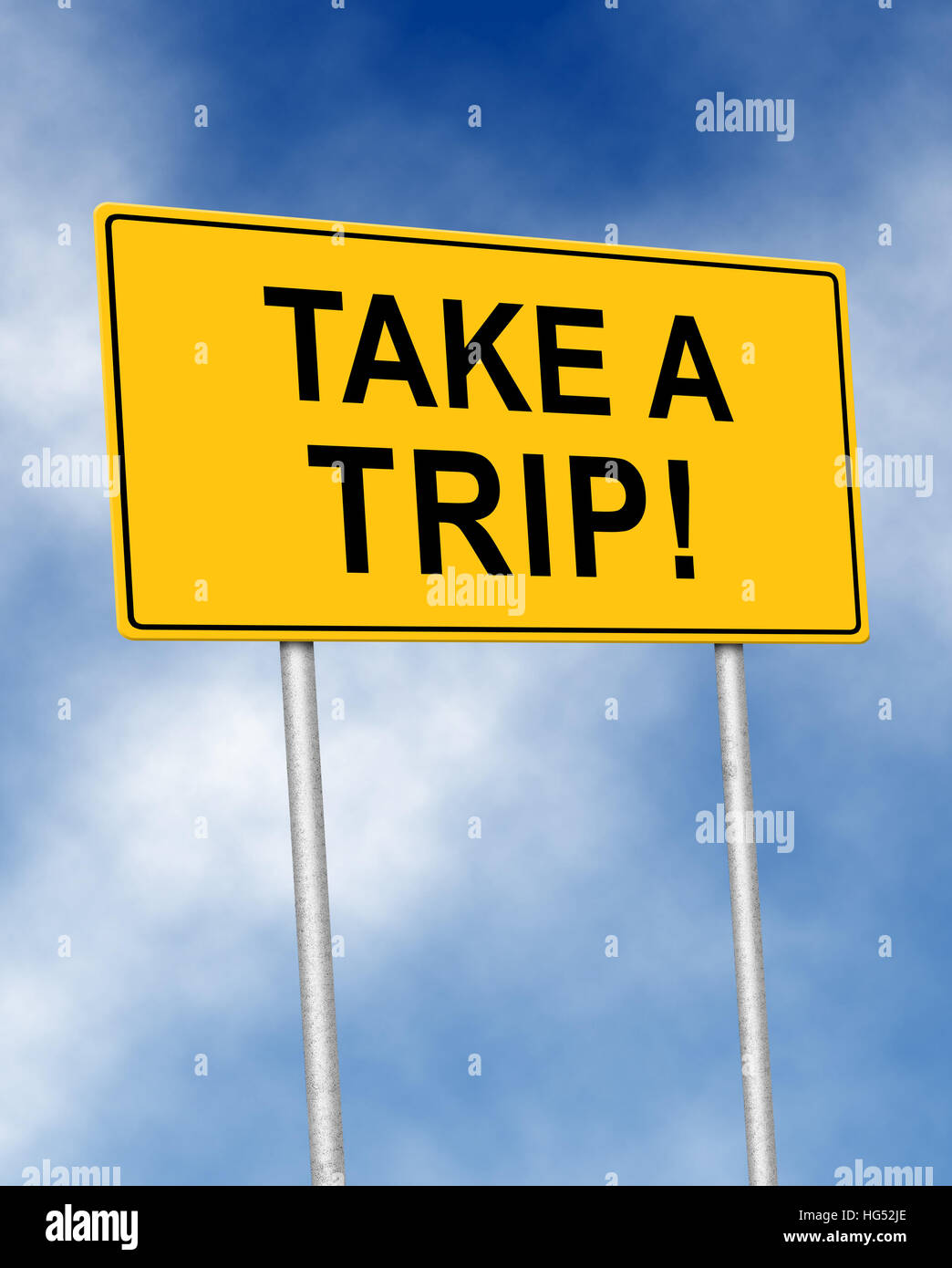 The road sign symbol with text Take a trip Stock Photo - Alamy