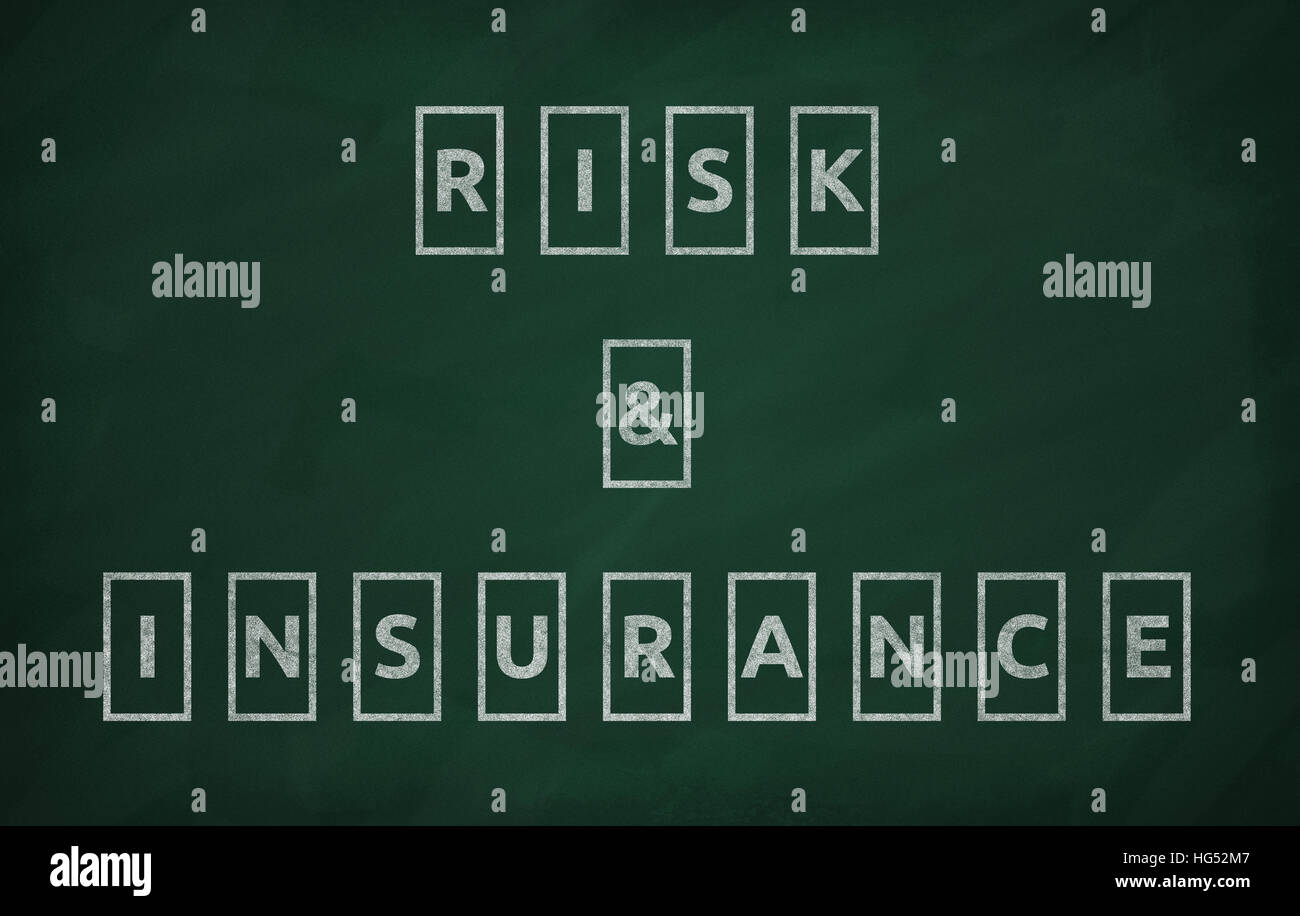 Risk and insurance written on the blackboard Stock Photo - Alamy