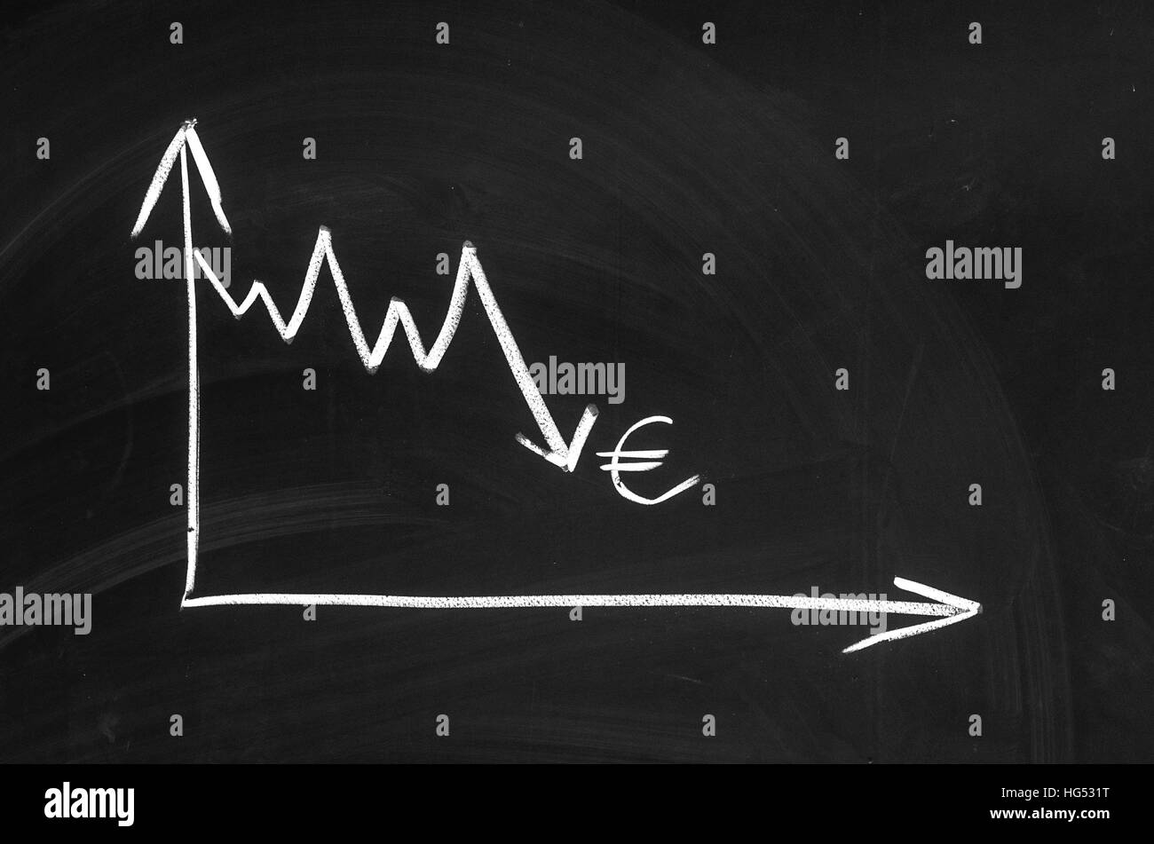 The graph showing the euro devaluation Stock Photo - Alamy