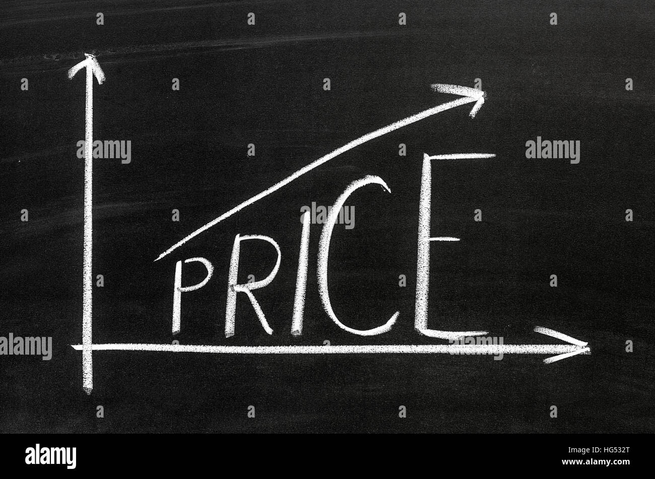 The price graph drawed with white chalk on a blackboard Stock Photo - Alamy