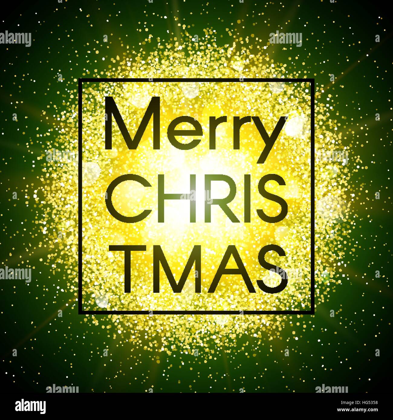 Christmas card on abstract explosion background with gold glittering ...