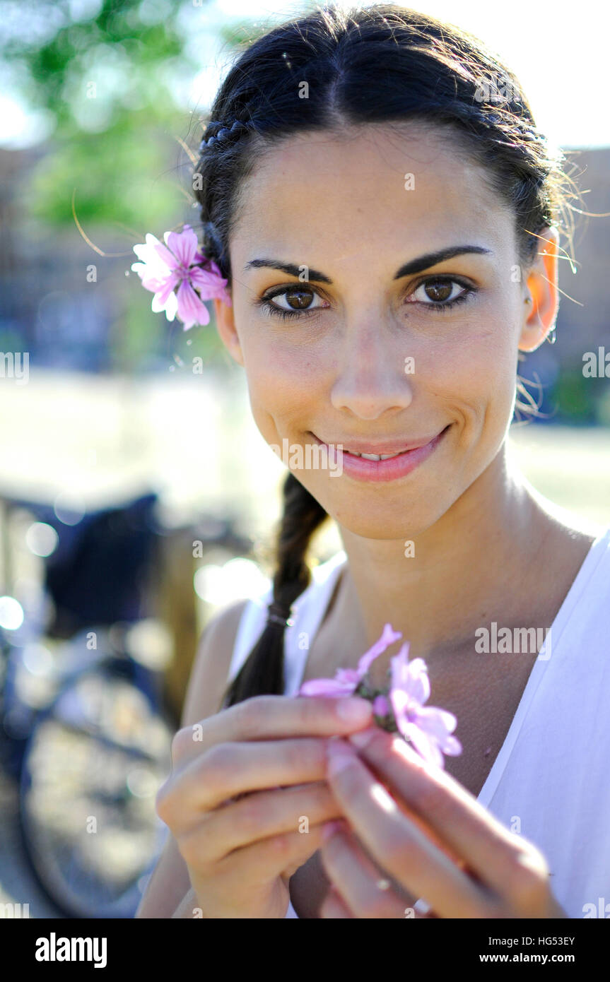 Portrait of attractive young Spanish woman in nature Stock Photo - Alamy