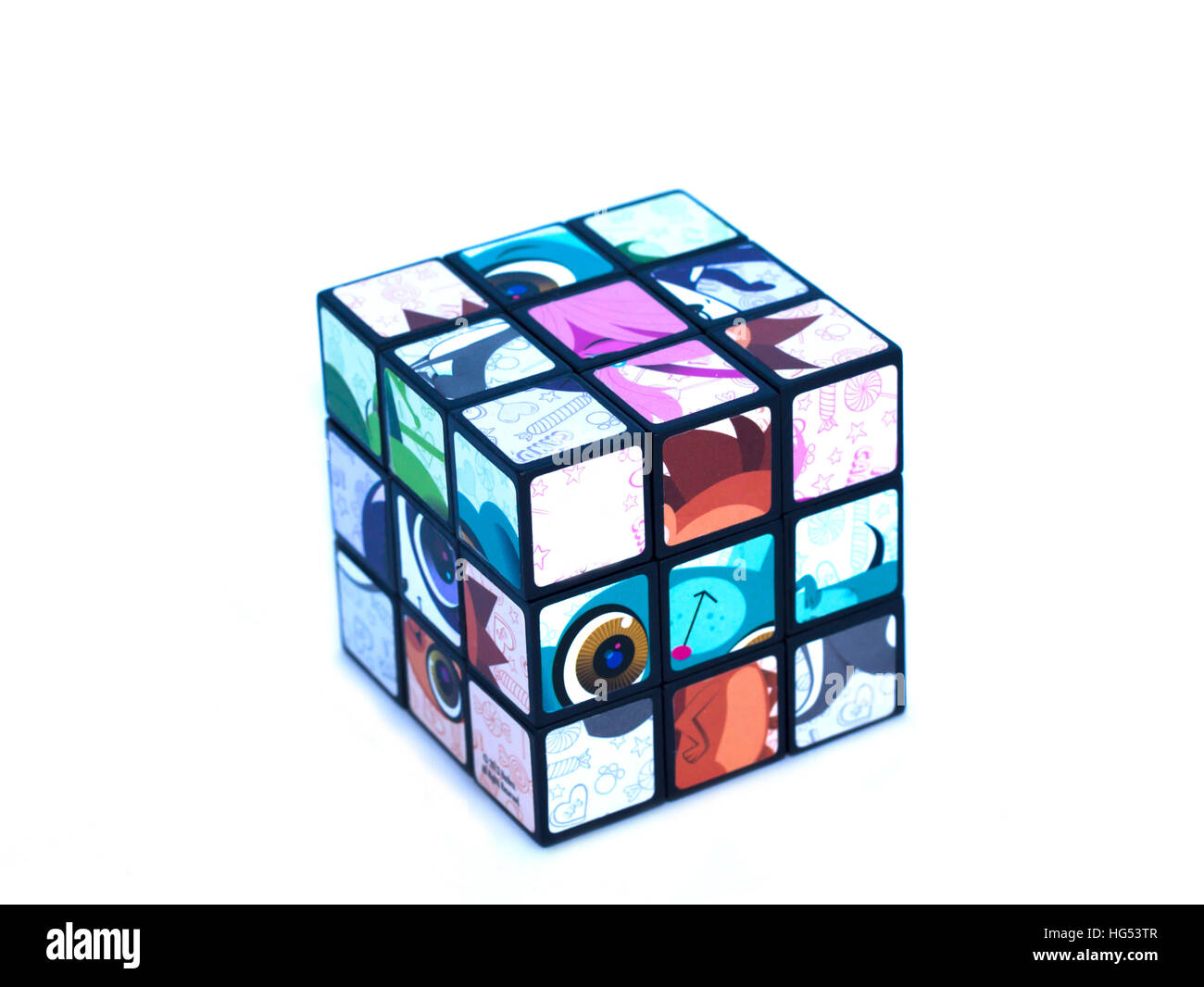 Toy Cube with pictures on a white background Stock Photo - Alamy