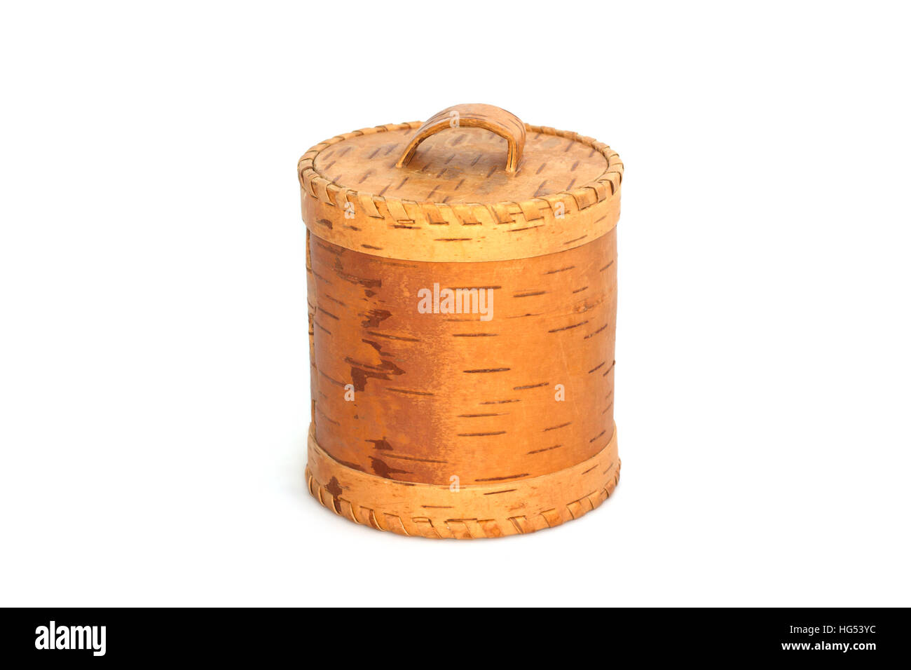 Russian birch-bark box on a white background Stock Photo - Alamy