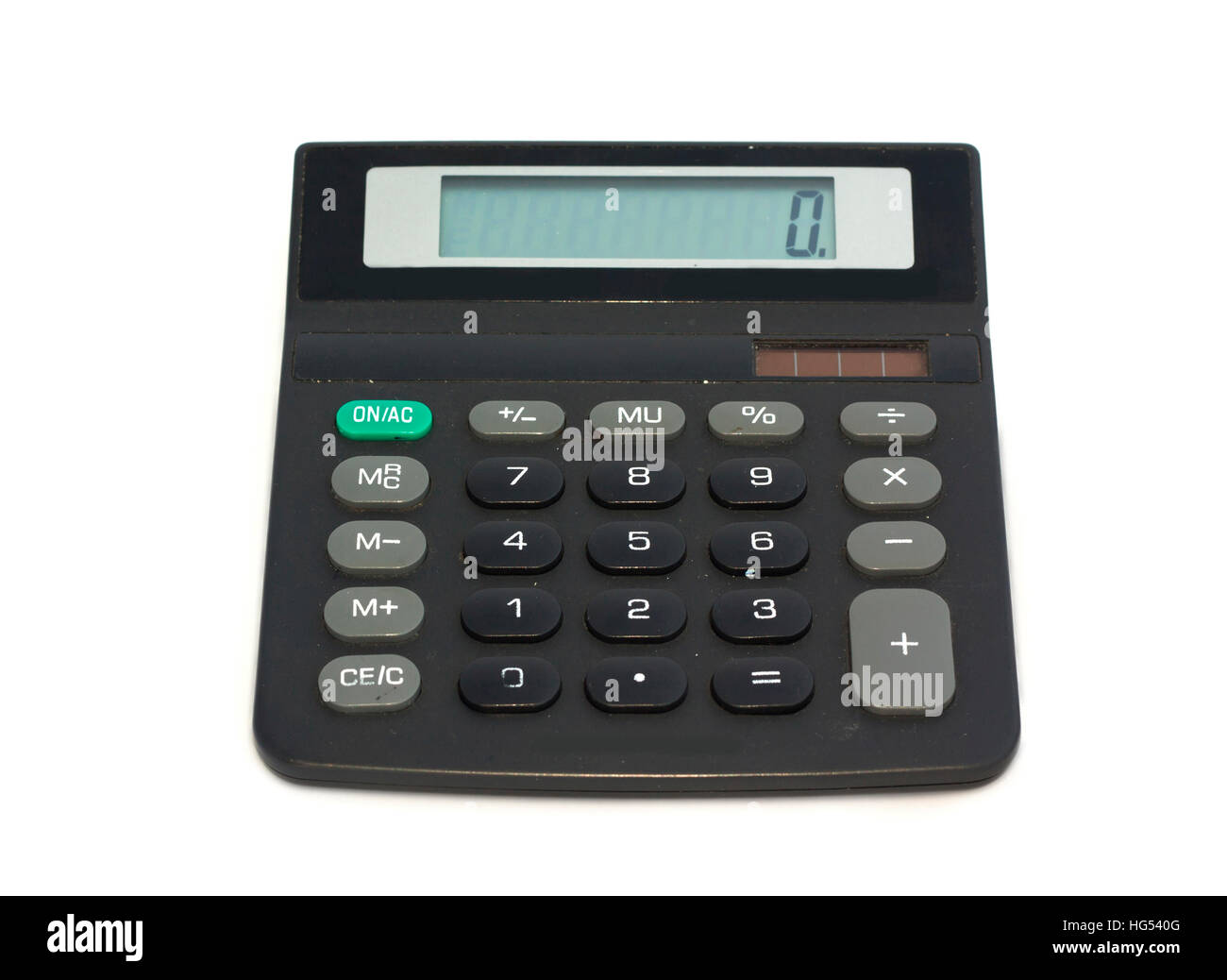 Calculator on a white background shows accounts Stock Photo - Alamy