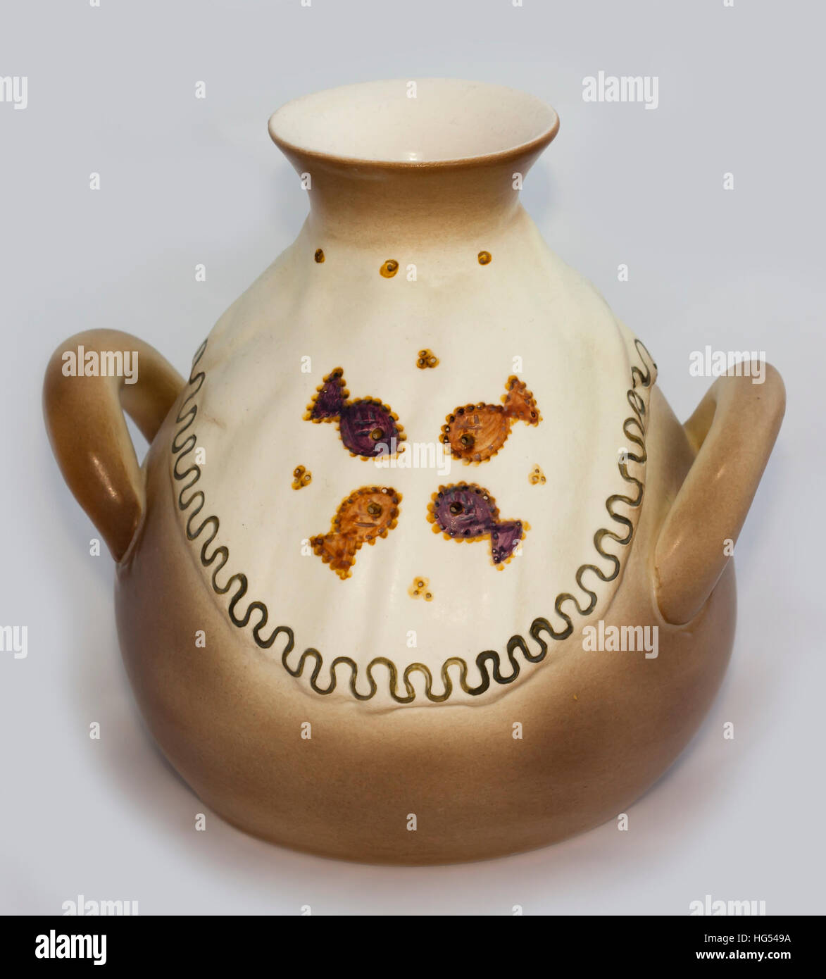 Ceramic fish jug isolated on a white background Stock Photo - Alamy