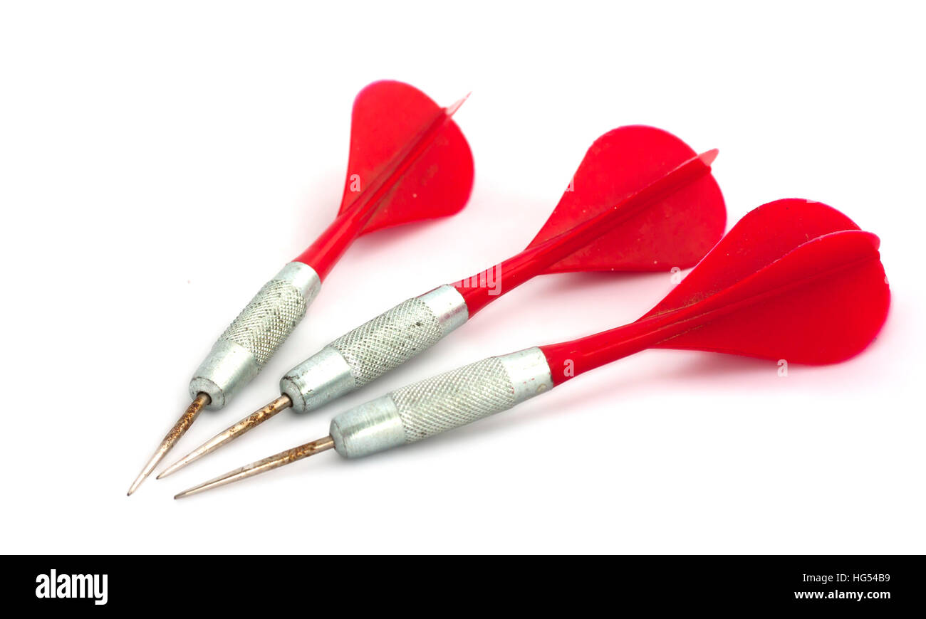 Three darts on a white background, isolated Stock Photo - Alamy