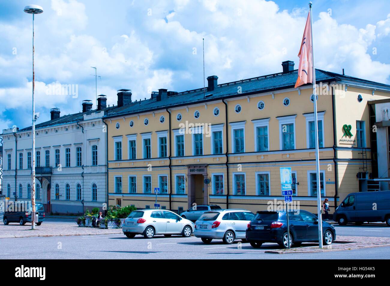 Loviisa, Finland. Historic building in the old town at summer Stock ...