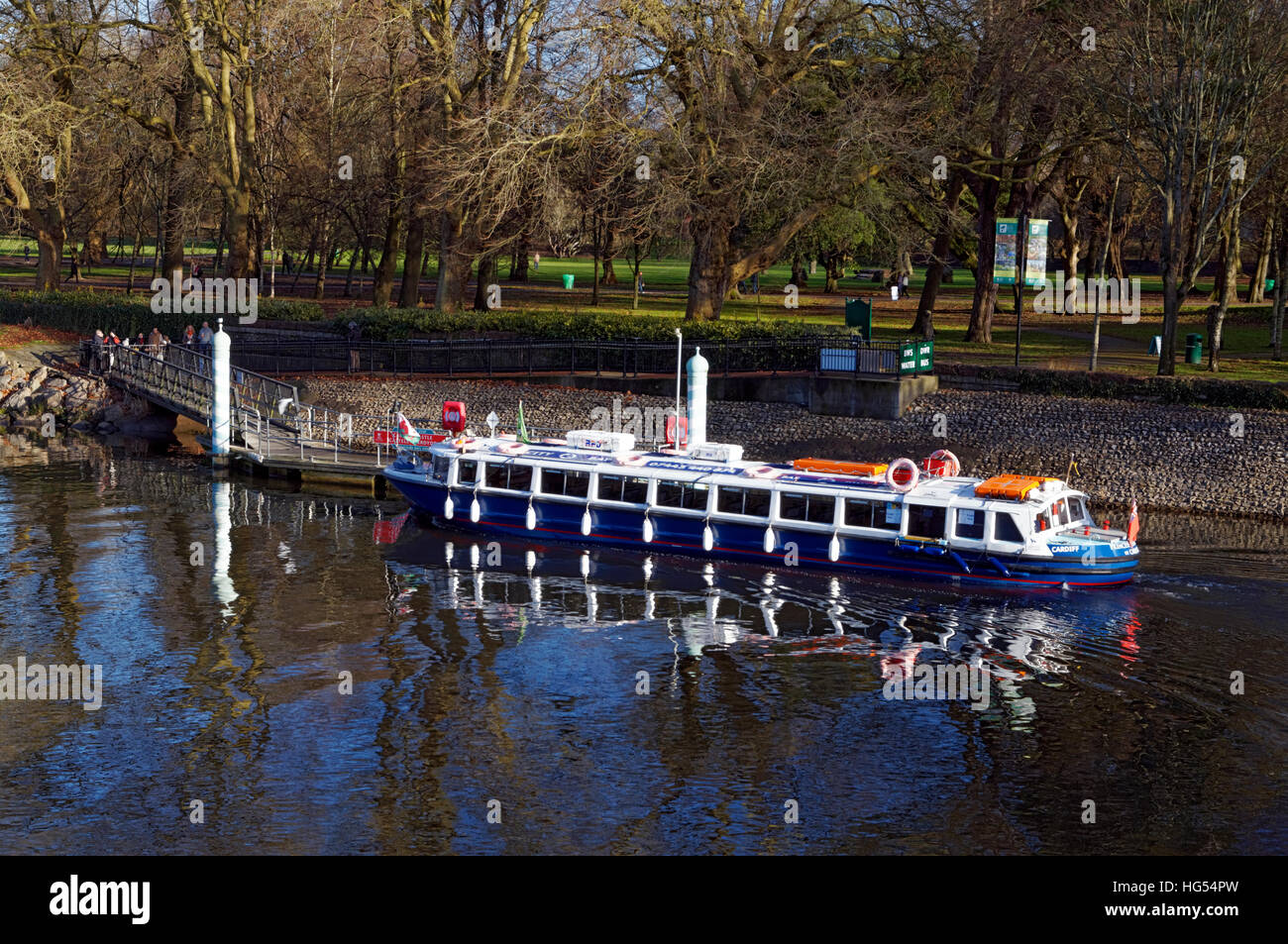 Aqua Bus on River Taff, Bute Park, Cardiff, Wales, UK Stock Photo - Alamy