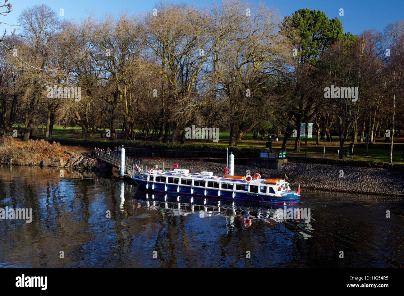 Aqua Bus on River Taff, Bute Park, Cardiff, Wales, UK Stock Photo - Alamy